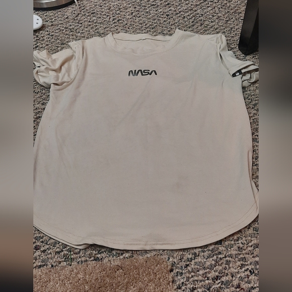 Tops | Nasa Small Light Tan Swoop Tee | Poshmark